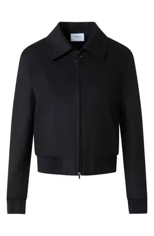 Akris Wool Blend Crop Bomber Jacket