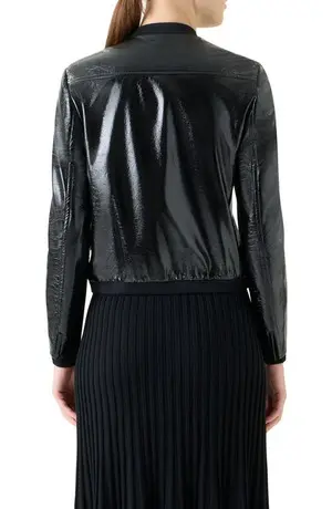 Akris Crinkled Lacquer Bomber Jacket