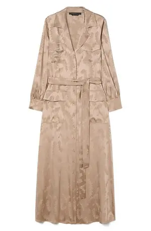 Marina Rinaldi Ottimo Fan Jacquard Long-sleeve Shirtdress