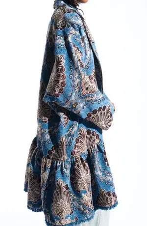 AZALEA WANG Paisley Jacquard Peplum Coat
