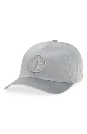 Stone Island Logo Embroidered Baseball Cap Pearl Grey
