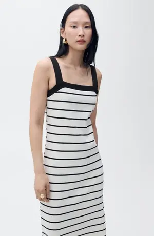 Mango Stripe Sleeveless Midi Dress