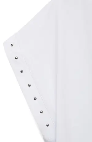 Mango Stud Accent Cotton V-neck T-shirt - White