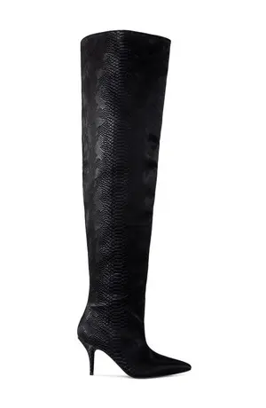 AZALEA WANG Halina Snakeskin Embossed Thigh High Boots