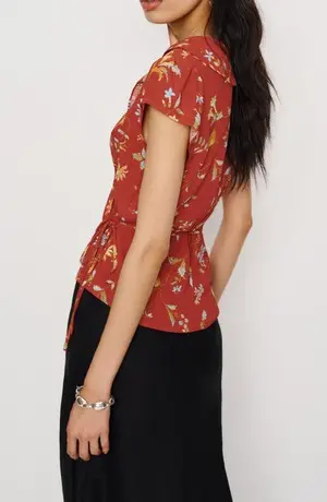 REFORMATION Clemence Printed Wrap Top