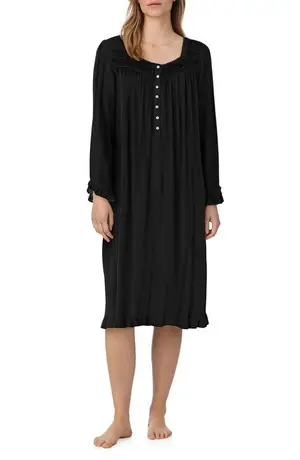 Eileen West Long Sleeve Waltz Nightgown - Black