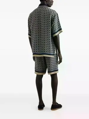 Dolce & Gabbana Printed Marocain Crêpe Polo Shirt - Blue
