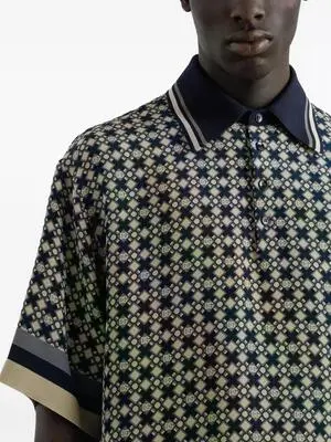 Dolce & Gabbana Printed Marocain Crêpe Polo Shirt - Blue