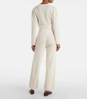Max Mara Jardin Ribbed-knit Cashmere Sweatpants - White