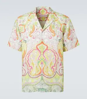 Orlebar Brown Maitan Printed Linen Bowling Shirt Multicoloured