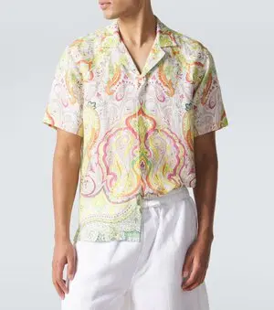 Orlebar Brown Maitan Printed Linen Bowling Shirt - Multicoloured