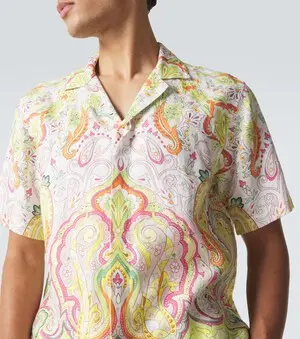 Orlebar Brown Maitan Printed Linen Bowling Shirt - Multicoloured