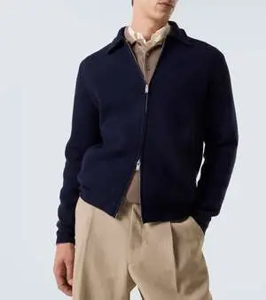 LARDINI Wool-blend Zip-up Cardigan