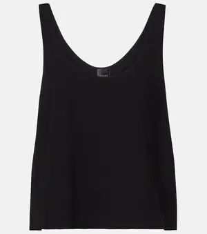 LESET Ari Cropped Crêpe Tank Top - Black