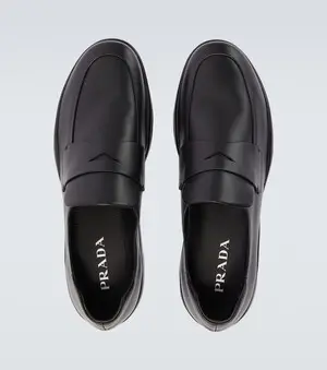Prada Toblach Leather Penny Loafers