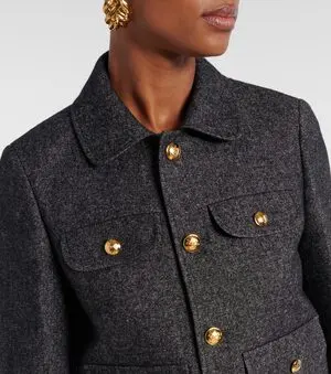 NILI LOTAN Chamonix Cotton And Wool-blend Jacket - Grey