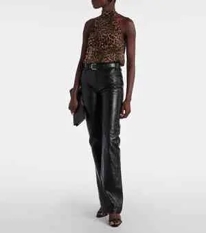NILI LOTAN Alla Tie-neck Leopard-print Silk Top - Multicoloured