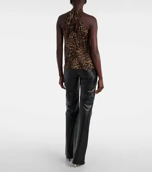 NILI LOTAN Alla Tie-neck Leopard-print Silk Top - Multicoloured