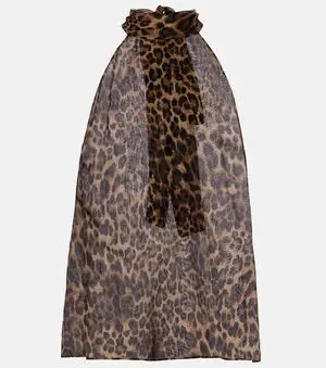 NILI LOTAN Alla Tie-neck Leopard-print Silk Top - Multicoloured