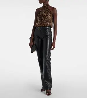 NILI LOTAN Alla Tie-neck Leopard-print Silk Top - Multicoloured