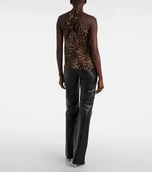 NILI LOTAN Alla Tie-neck Leopard-print Silk Top - Multicoloured