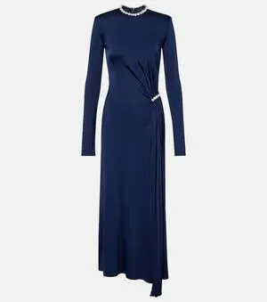 David Koma Crystal-embellished Gathered Midi Dress
