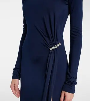 David Koma Crystal-embellished Gathered Midi Dress