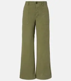 NILI LOTAN Leon Mid-rise Wide-leg Twill Pants - Green