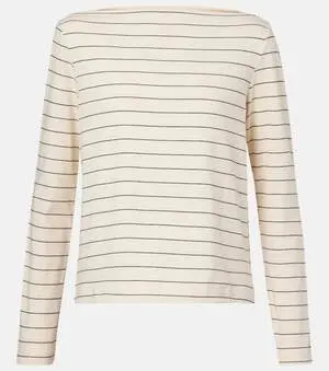 LESET Margo Striped Cotton Jersey T-shirt - Beige