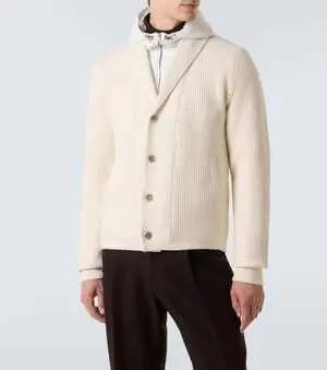 Herno Ribbed-knit Wool Cardigan - White
