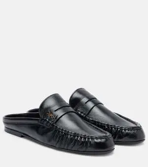 Saint Laurent Le Loafer Leather Mules - Black