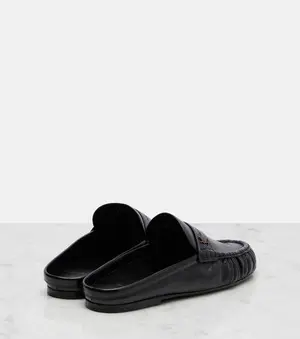 Saint Laurent Le Loafer Leather Mules - Black