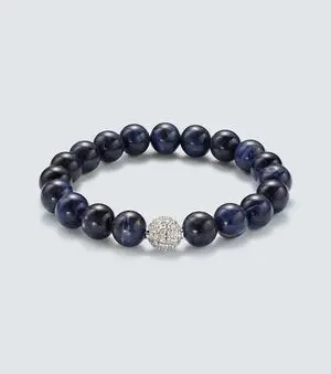 SYDNEY EVAN 14kt White Diamond Beaded Bracelet - Silver