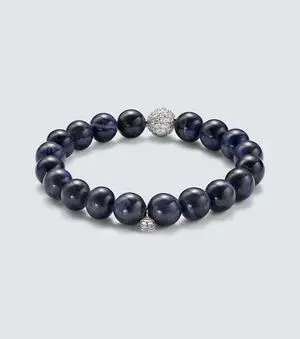 SYDNEY EVAN 14kt White Diamond Beaded Bracelet