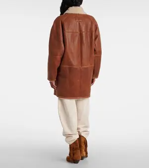 Isabel Marant Étoile Berthie Shearling-trimmed Leather Coat - Brown