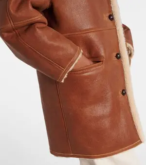 Isabel Marant Étoile Berthie Shearling-trimmed Leather Coat - Brown