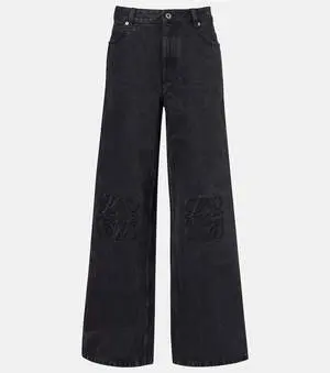 Loewe Anagram Wide-leg Jeans - Black