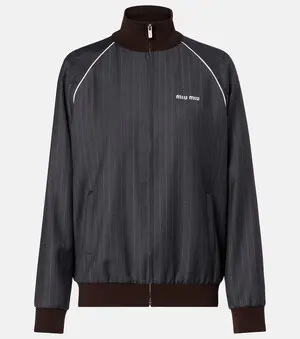 Miu Miu Pinstripe Virgin Wool Blouson - Grey