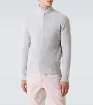 Canali Waffle-knit Wool And Cashmere Turtleneck Sweater - Grey