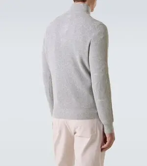 Canali Waffle-knit Wool And Cashmere Turtleneck Sweater - Grey