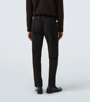 Zegna Cotton-blend Slim Trousers - Black
