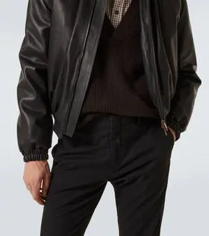 Zegna Cotton-blend Slim Trousers - Black