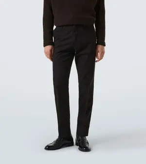Zegna Cotton-blend Slim Trousers - Black