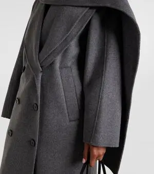 RÓHE Scarf-detail Double-breasted Wool And Cashmere Coat - Grey