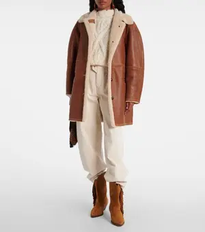 Isabel Marant Étoile Berthie Shearling-trimmed Leather Coat
