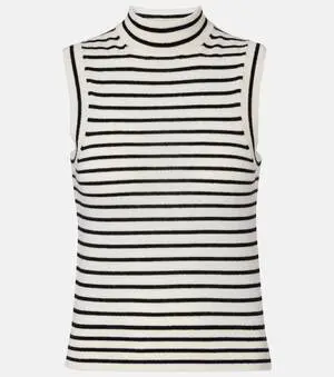 NILI LOTAN Masha Striped Cashmere Turtleneck Top