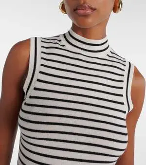 NILI LOTAN Masha Striped Cashmere Turtleneck Top