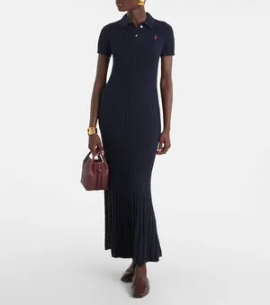 Polo Ralph Lauren Ribbed-knit Cotton-blend Polo Dress