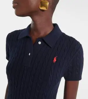 Polo Ralph Lauren Ribbed-knit Cotton-blend Polo Dress