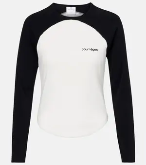 COURREGES Circle Contrast Cotton Jersey T-shirt